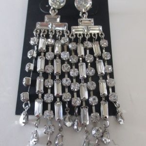 Cache | Jewelry | Cache Silver Crystal Chandelier Drop Earrings | Poshmark